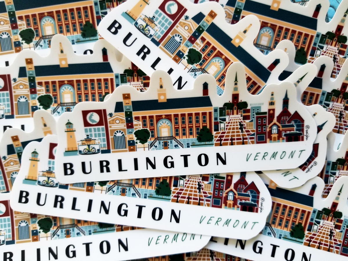 Burlington Vermont Cityscape Waterproof Sticker
